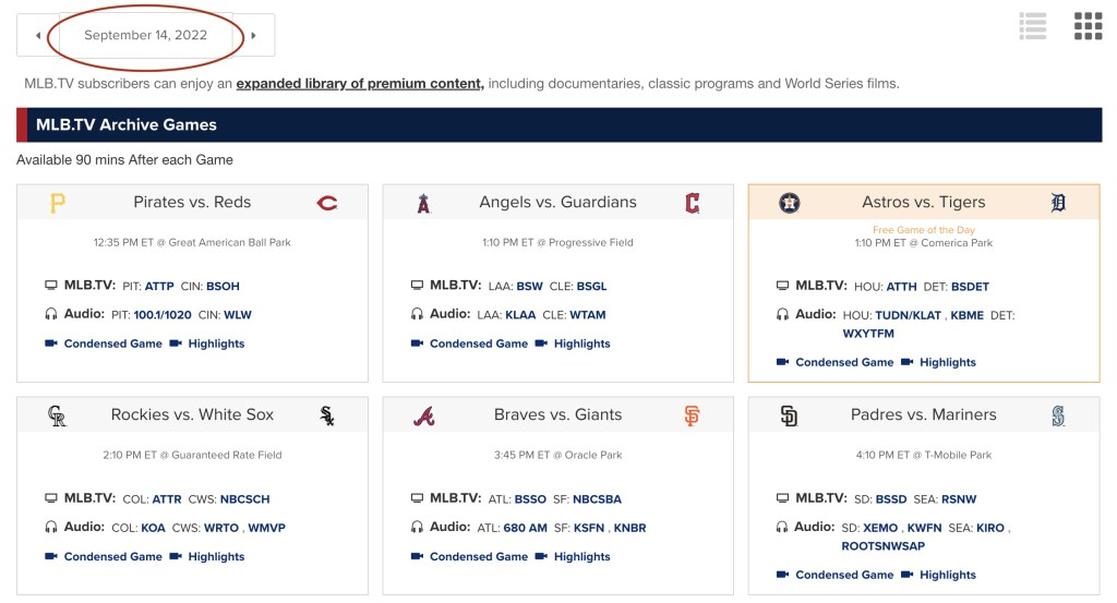 How can I log in to my At Bat account and listen to a game?