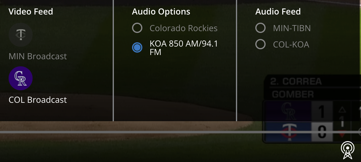 How to access alternative audio during live game on web